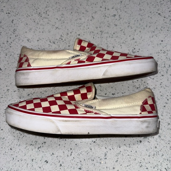 Vans | Shoes | Womens Van Slipon Og Classic Checkerboard Red | Poshmark